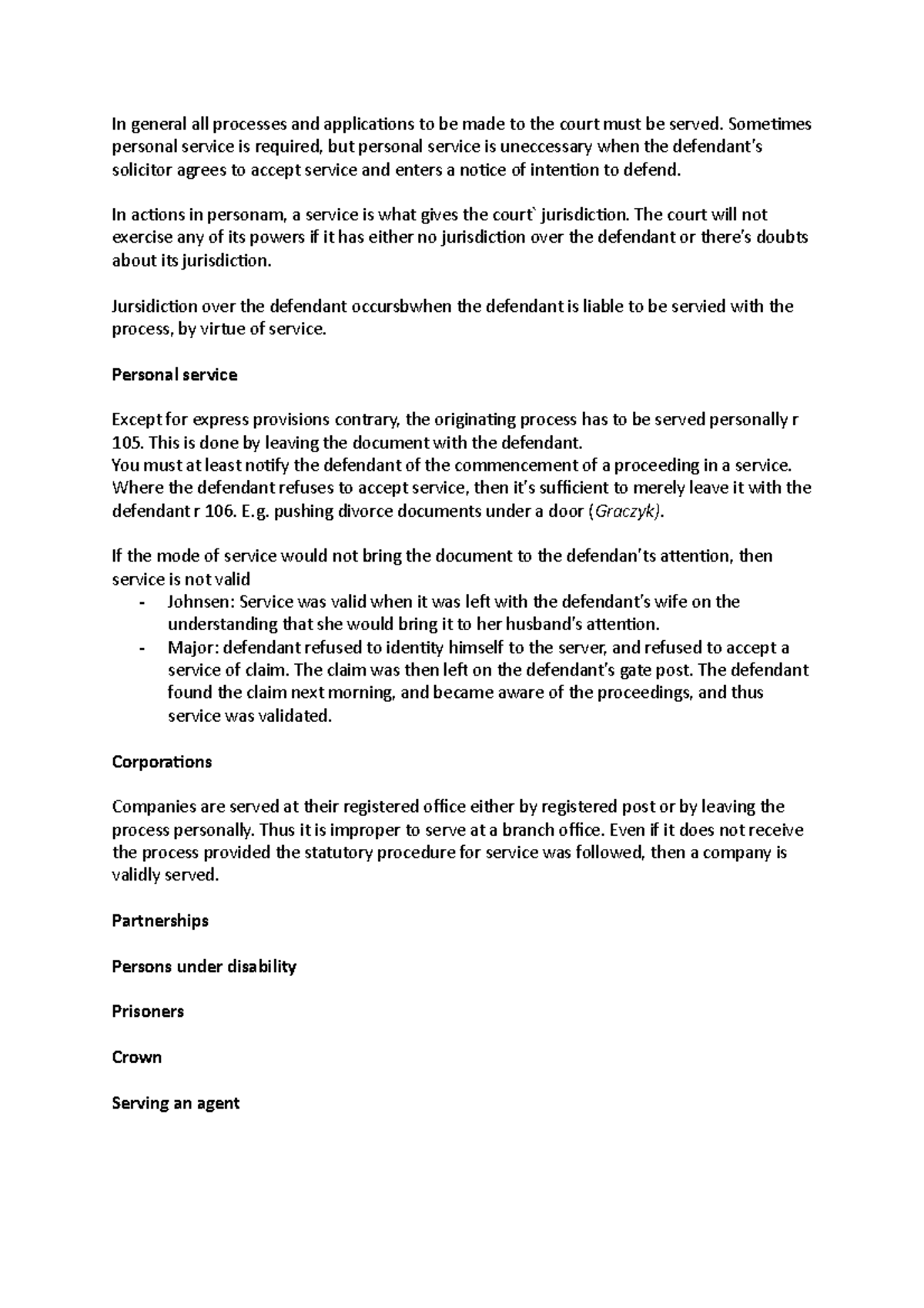 Week 5 reading + LTR - LAWS4701 ltr - In general all processes and ...