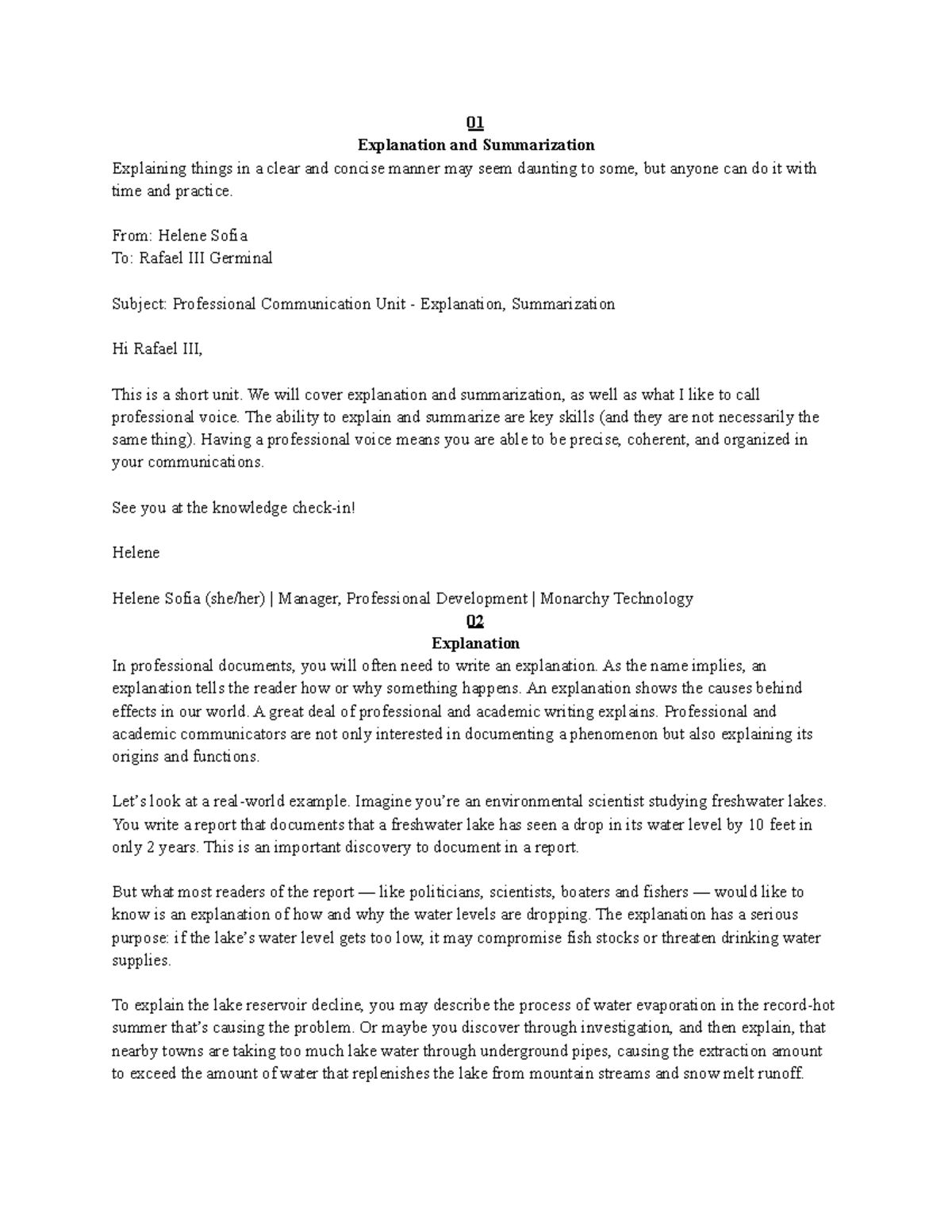 Cmn assignment 1 - 01 Explanation and Summarization Explaining things ...