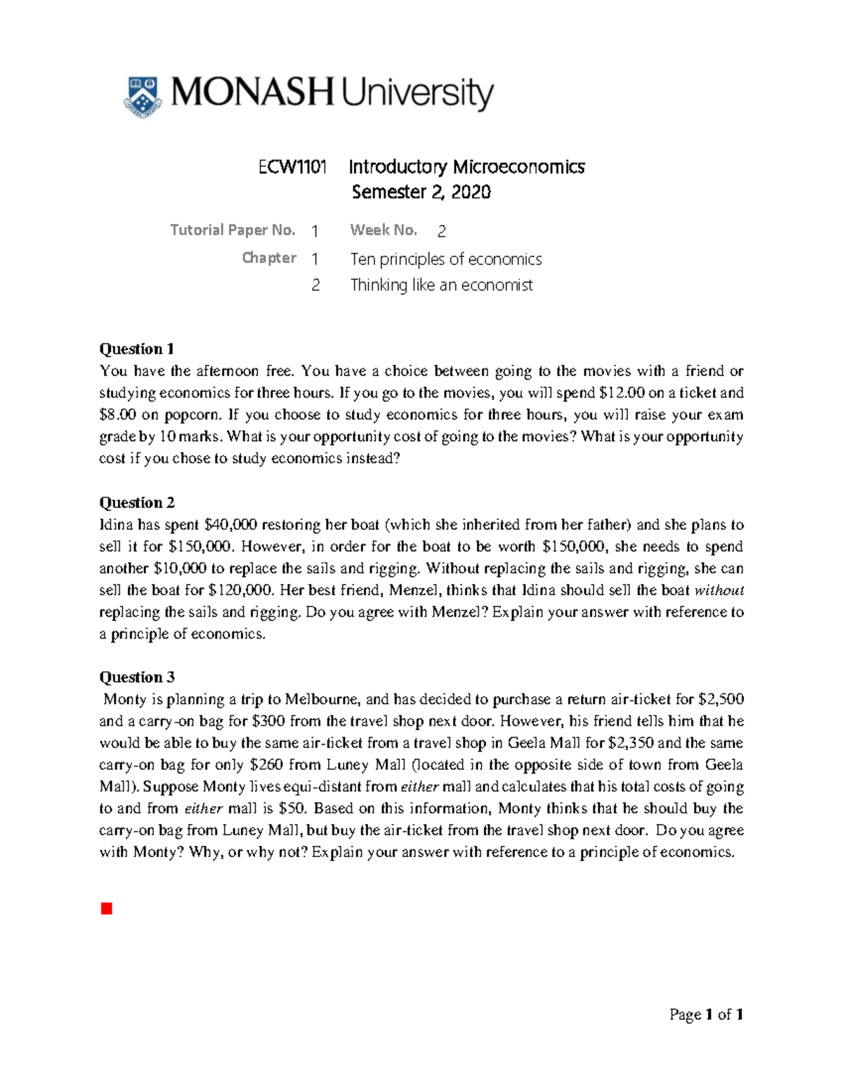 ECW1101 Questions for Tutorial Week 2 - Page 1 of 1 ECW1 10 1 ...