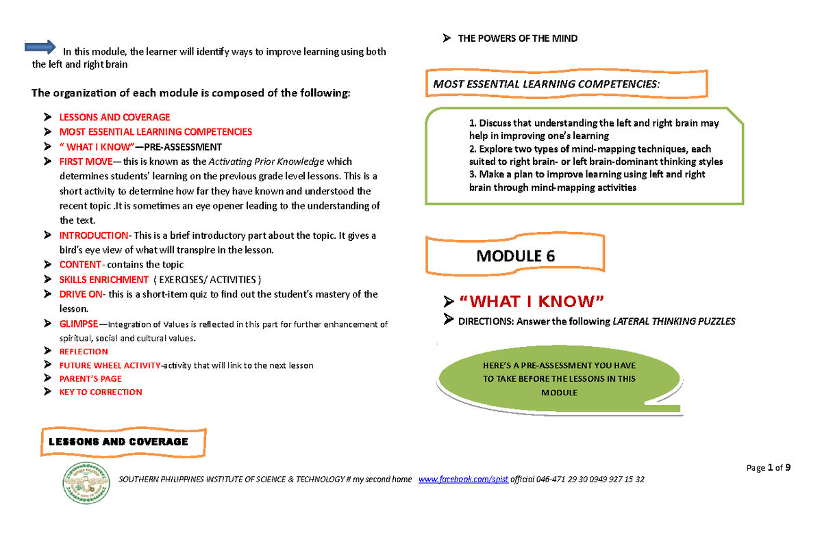 Module 6 - In this module, the learner will identify ways to improve ...