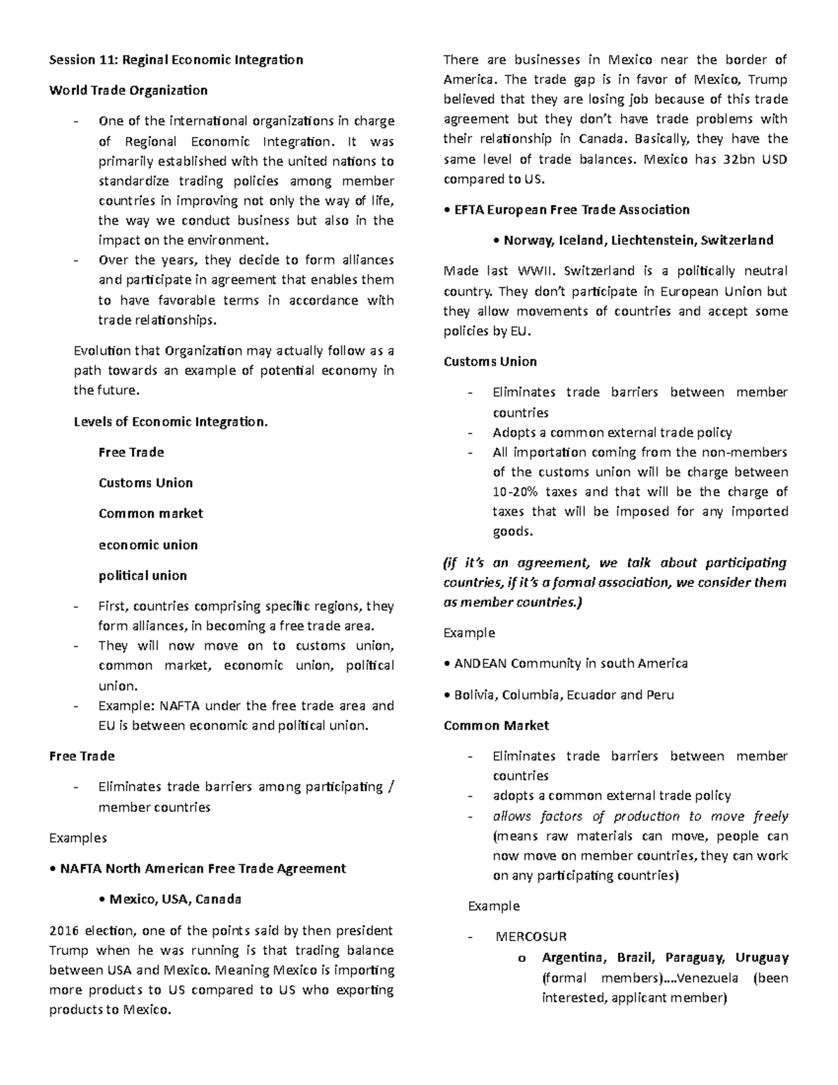 IBT-Lesson 11 - Lecture notes 11 - Session 11: Reginal Economic ...