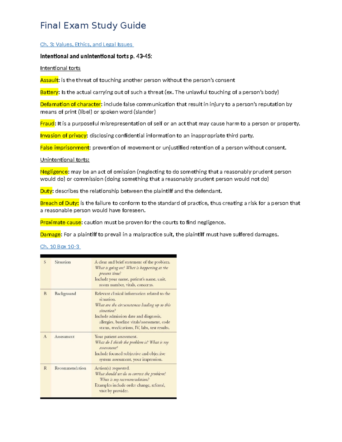 Final Study Guide part 2 - Ch. 3: Values, Ethics, and Legal Issues Intentional and unintentional ...
