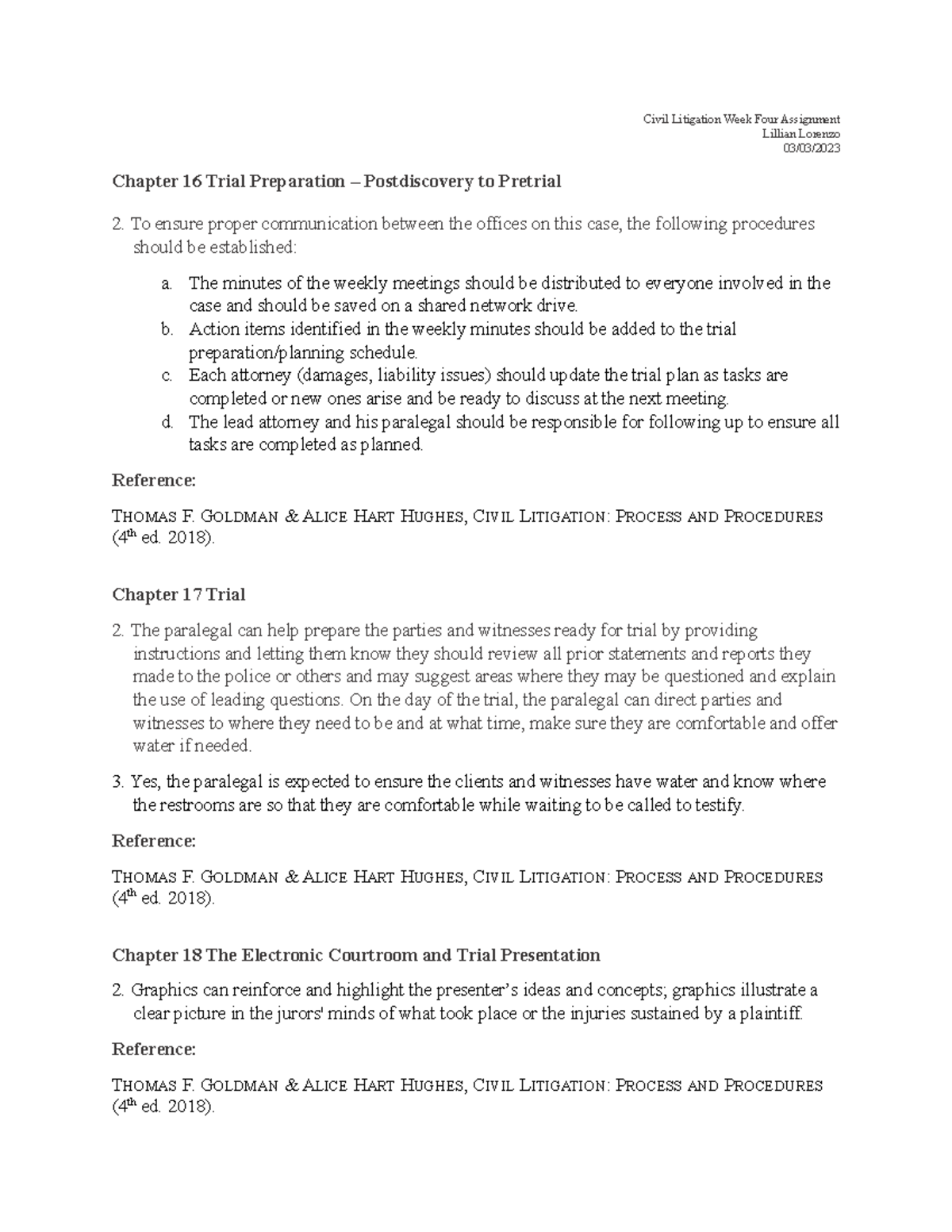 Civil Litigation Week Four Drafting Assignment - Civil Litigation Week ...