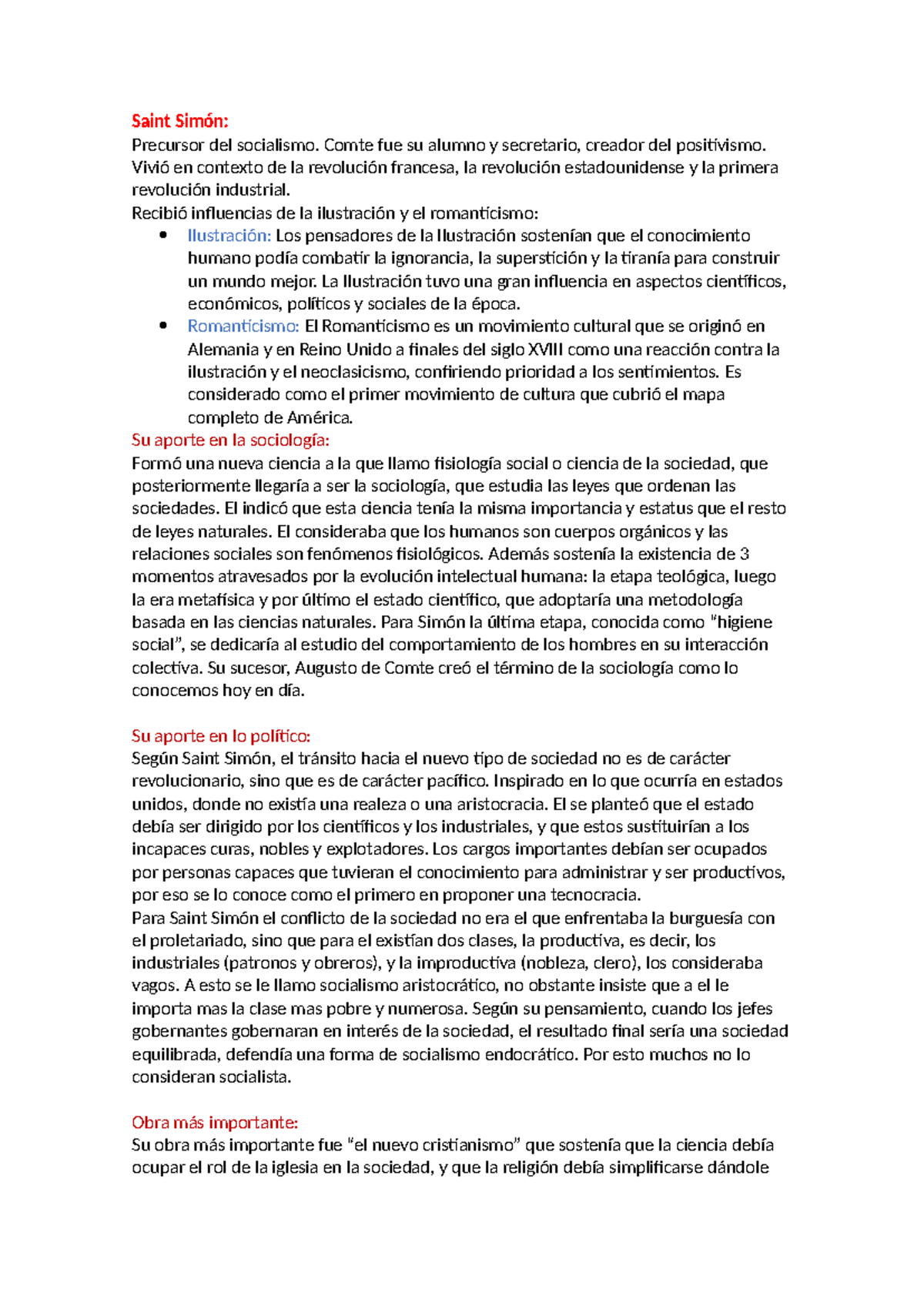 Sociología resúmen de autores - Saint Simón: Precursor del socialismo ...