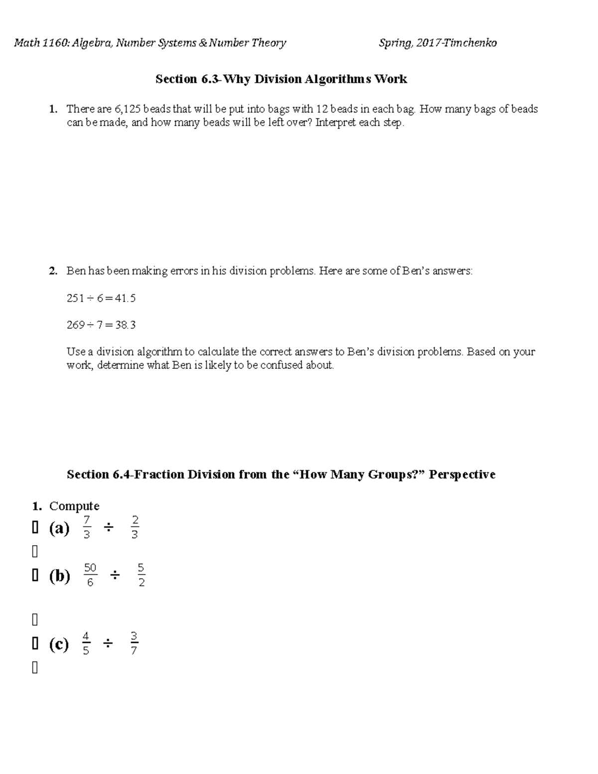 6.3 6.4 Activities - Notes from class. - Math 1160: Algebra, Number ...