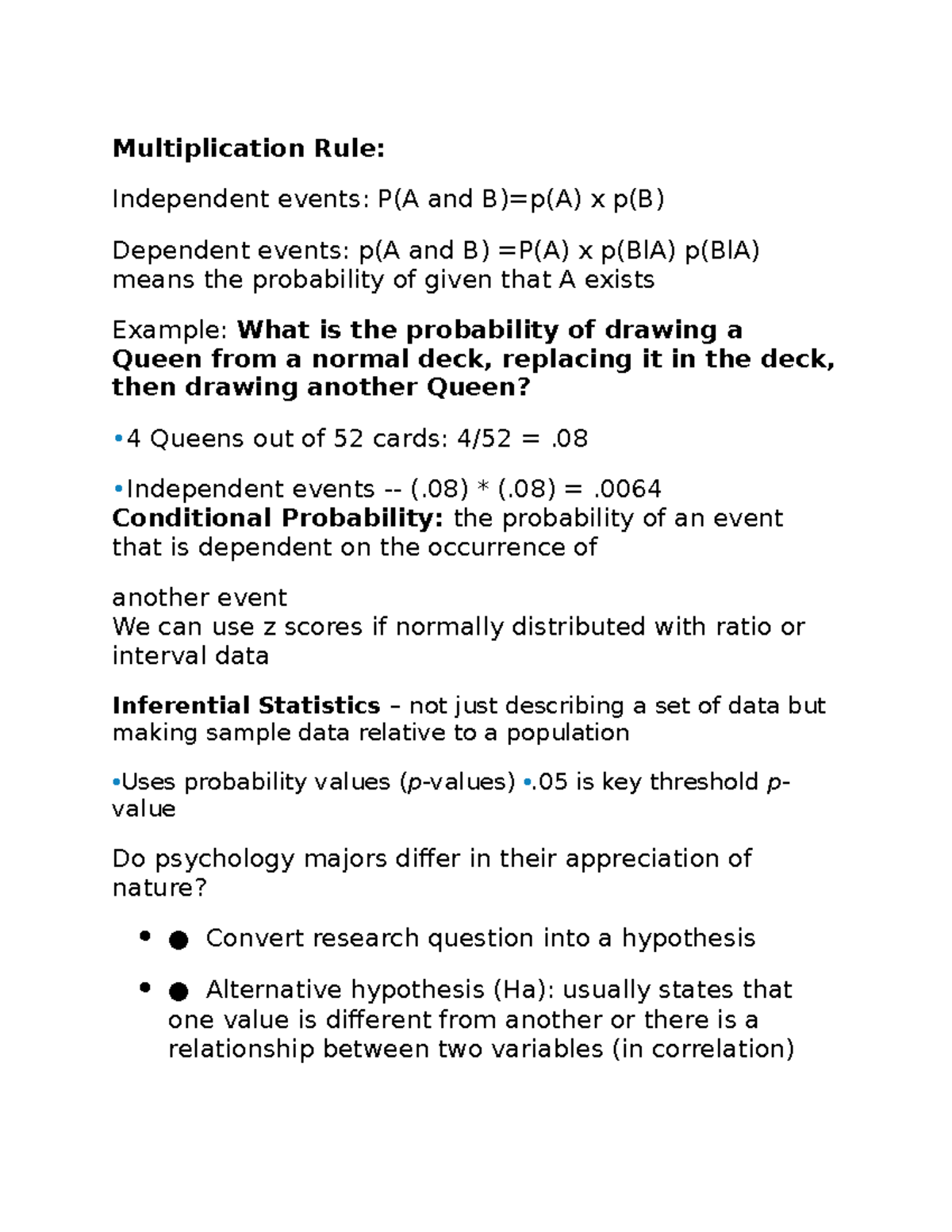 Multiplication Rule PSYC 101 Multiplication Rule Independent