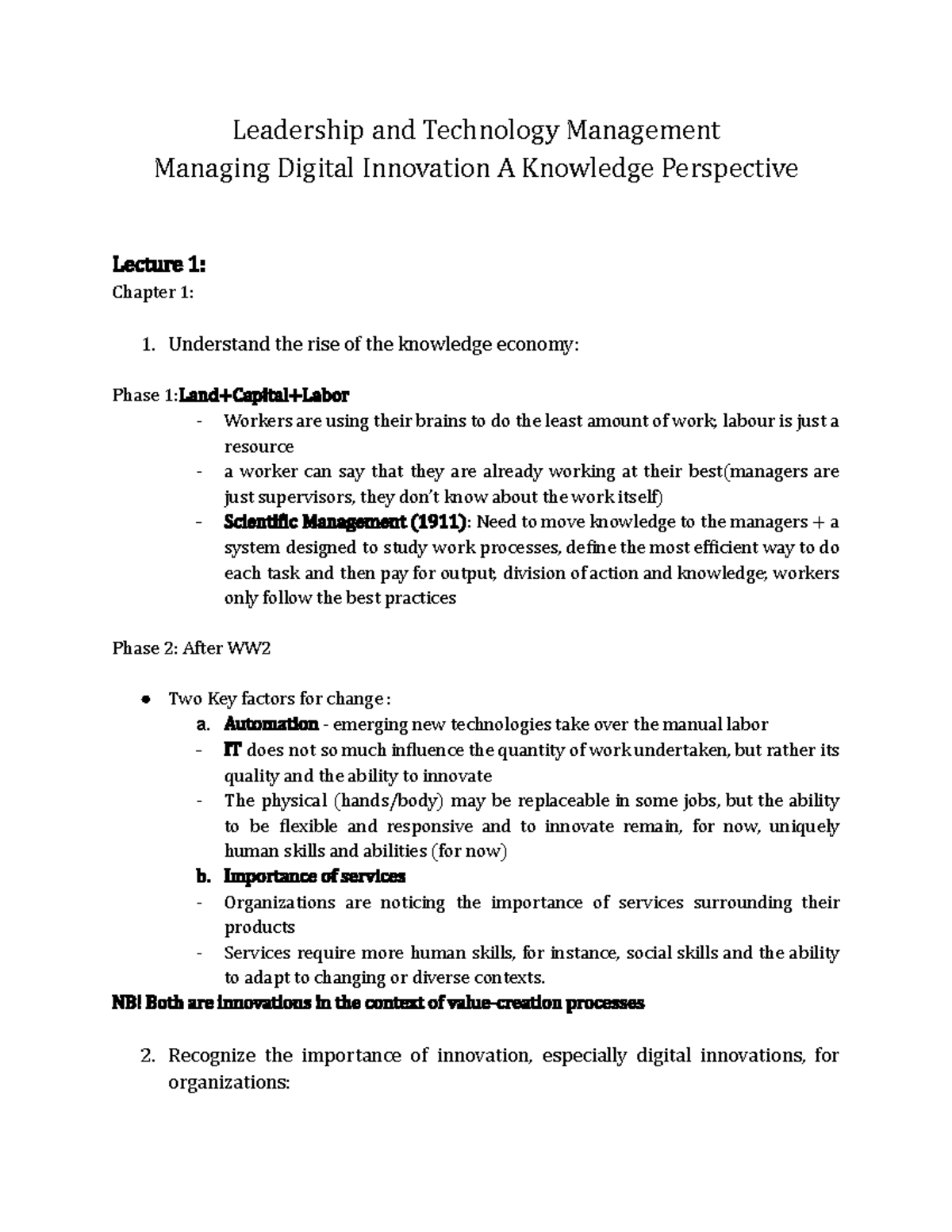 Leadership and Technology Management Part 1 Book summary - Leadership ...