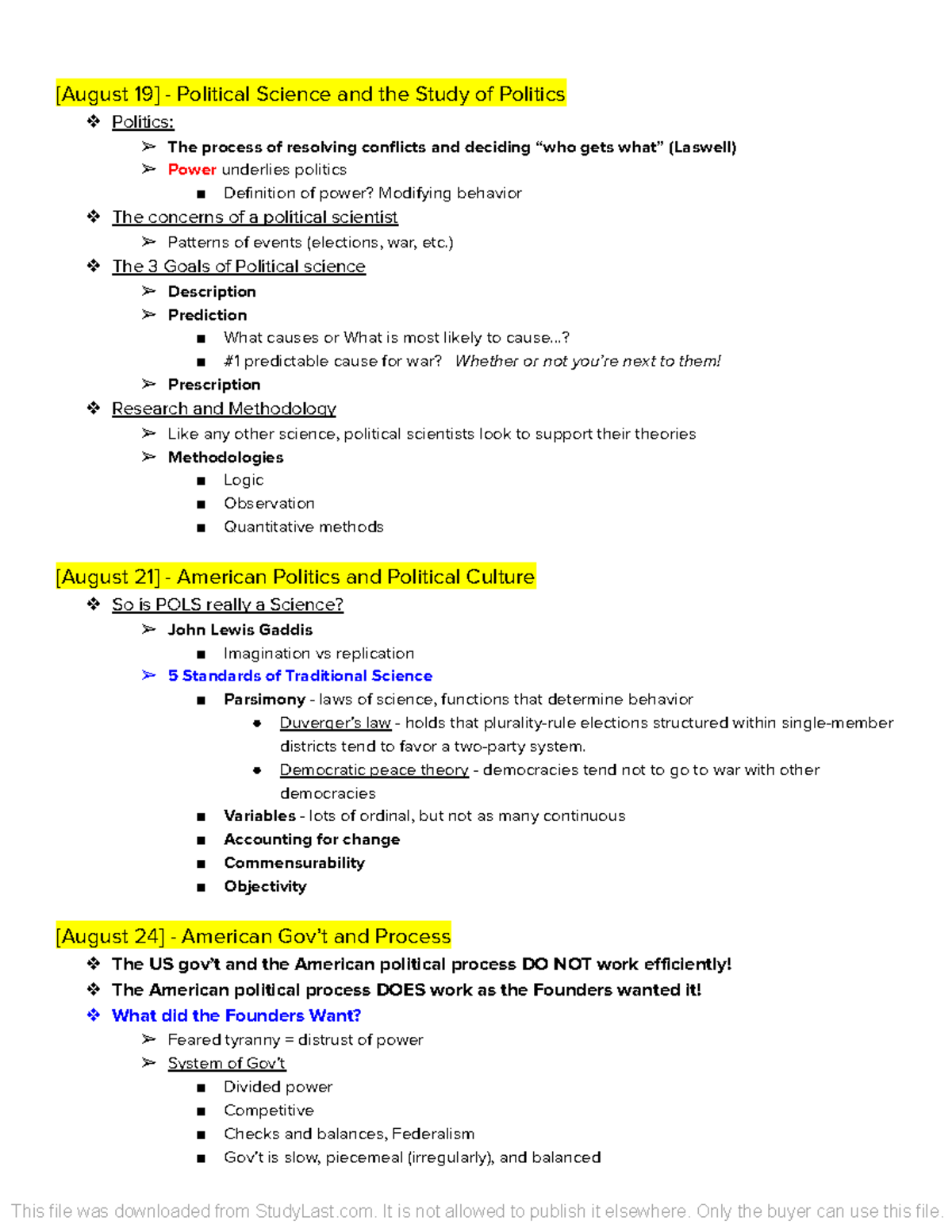 INTA 1200 exam 1 notes - [August 19] - Political Science and the Study ...