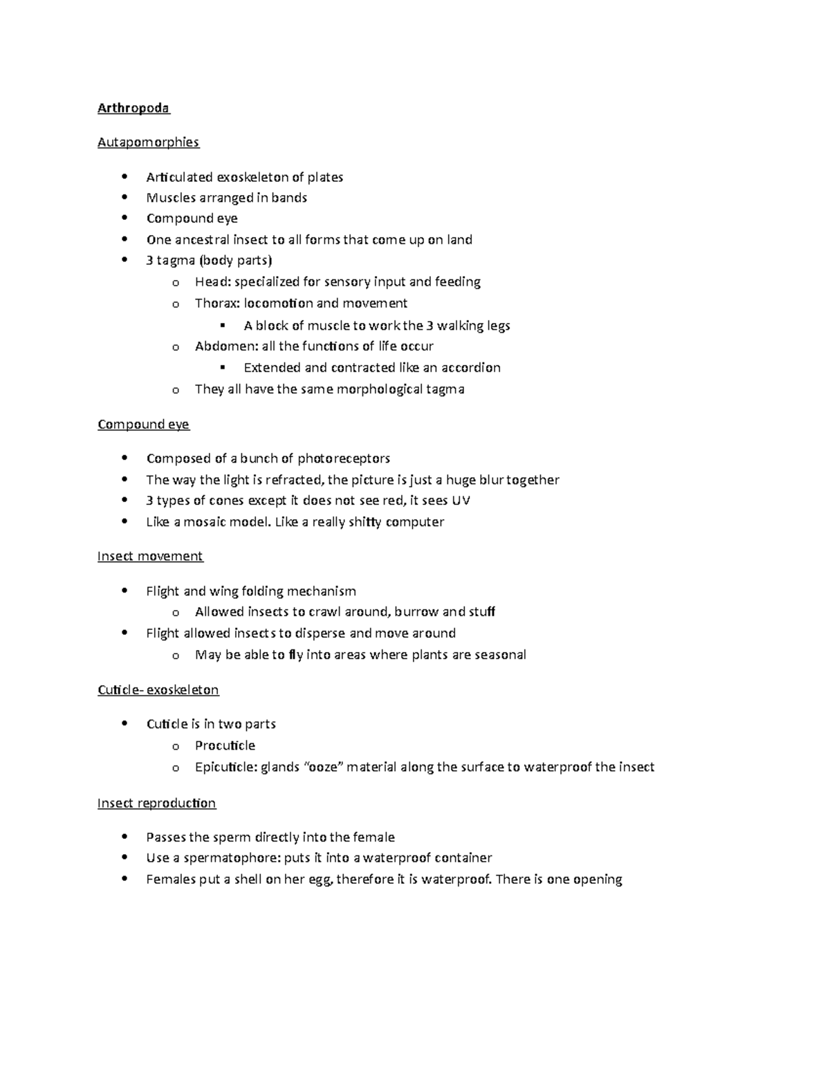 Arthropoda - Notes - Arthropoda Autapomorphies Articulated exoskeleton ...