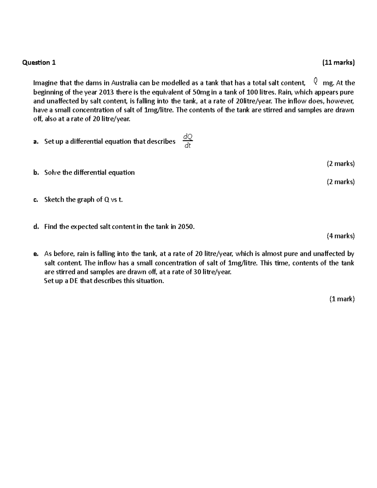Practise SAC 2 Calculator Allowed - Question 1 (11 marks) Imagine that ...