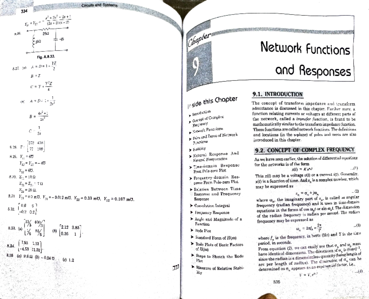 Network Functions - (a) 334 T= Y,, = 6U B =Z B = C= 8. Z,,= 182 8. (a) (b) A = D= 1+ ¡ Zng 28 S2 ...