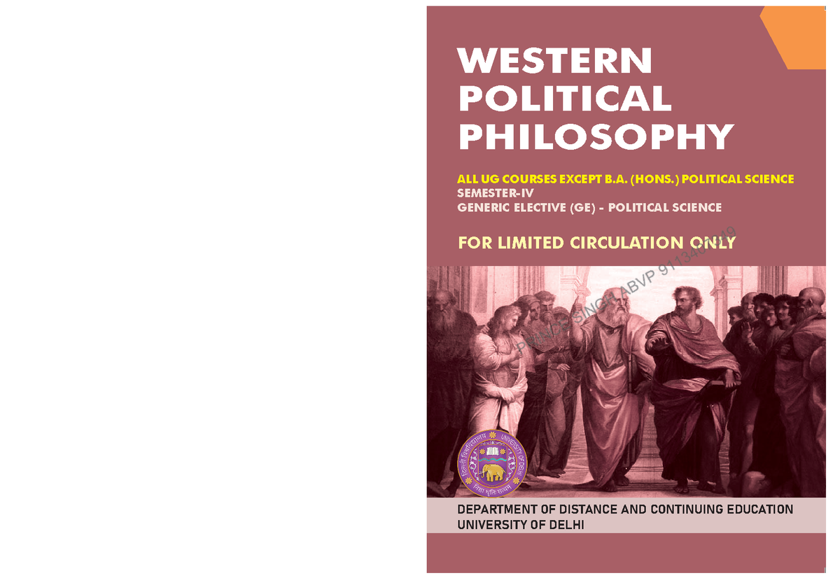 Western Political Philosophy - WESTERN POLITICAL PHILOSOPHY ALL UG ...
