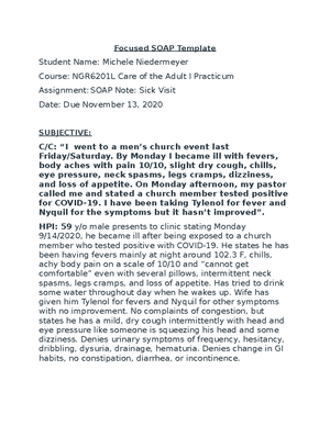 NGR6201L Focused SOAP Note Hypertension - Focused SOAP Template Student ...