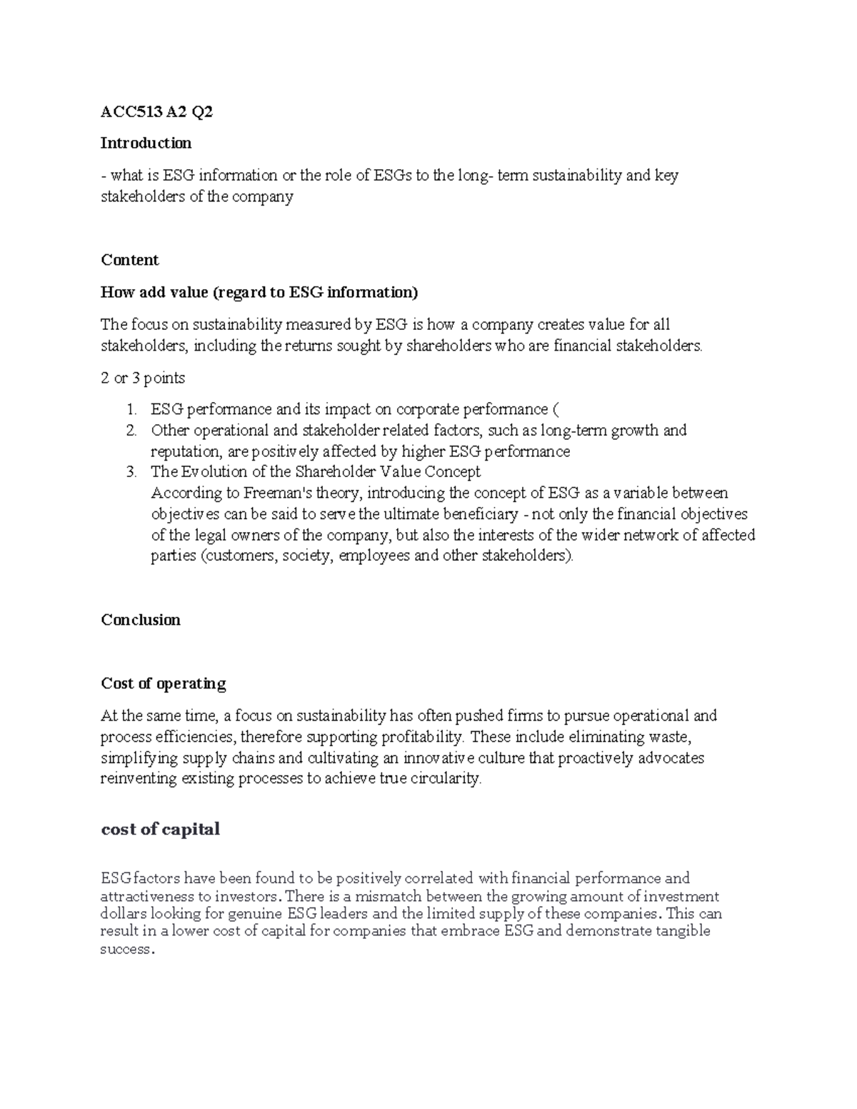 ACC60404 Q2 TUTORIAL QUESTION - ACC513 A2 Q Introduction - what is ESG ...