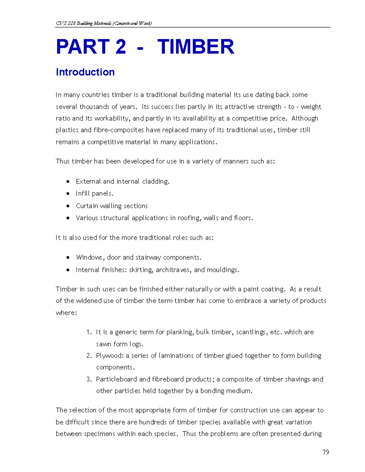 CSEN 211 Timber Notes - UOE -2011 - PART 2 - TIMBER Introduction In ...