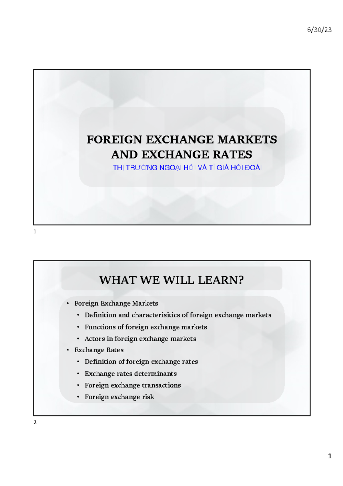 8. Exchange RATE - FOREIGN EXCHANGE MARKETS AND EXCHANGE RATES 1 ...