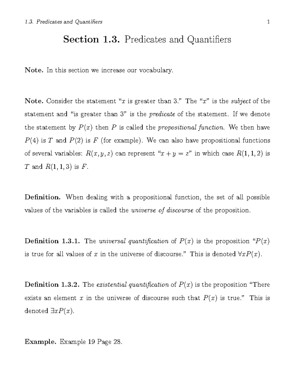 Predicates and Quantifiers - Predicates and Quantifiers Note. In this ...