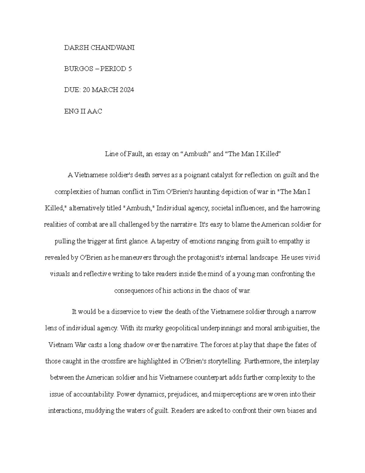 Final Argumentative TTTC Essay - DARSH CHANDWANI BURGOS – PERIOD 5 DUE ...