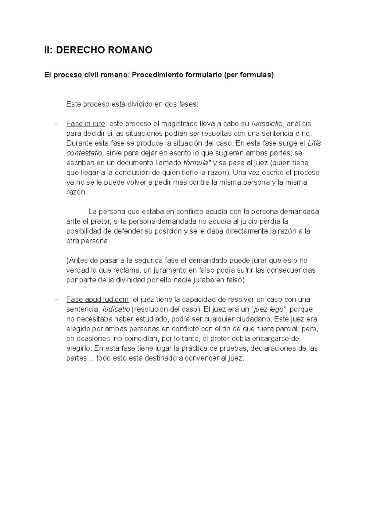 II Derecho Romano - Tema 2 - II: DERECHO ROMANO El proceso civil romano ...