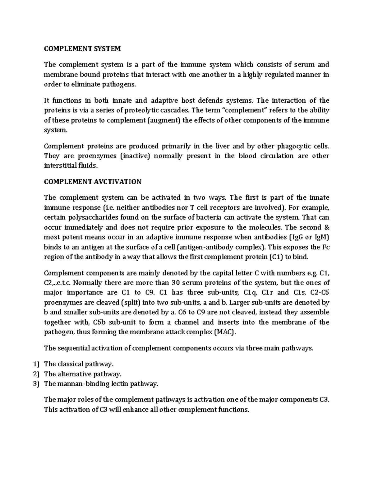 Complement System - How the pathway works - COMPLEMENT SYSTEM The ...