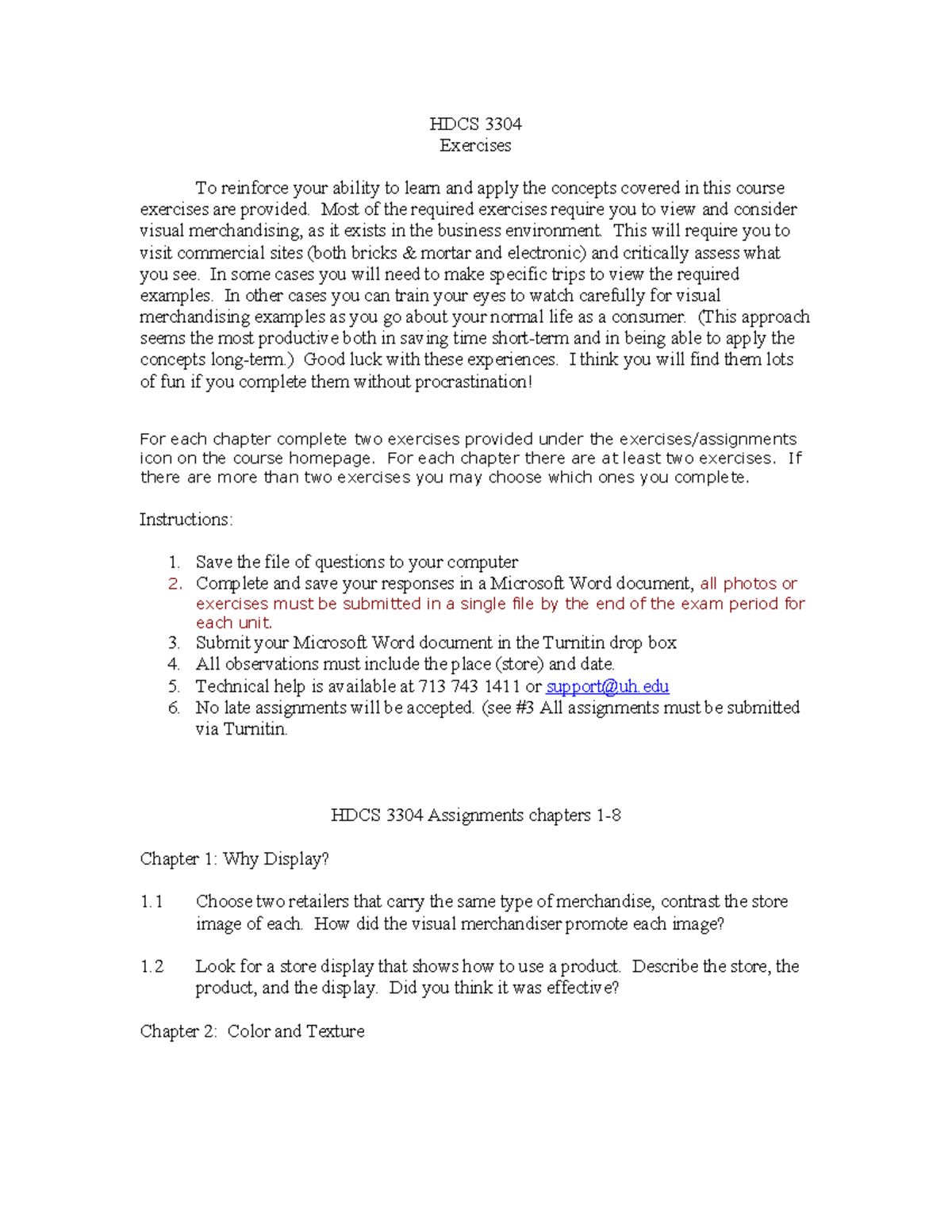 3304 Assignment Ch 1-9 ed 7 - HDCS 3304 Exercises To reinforce your ...