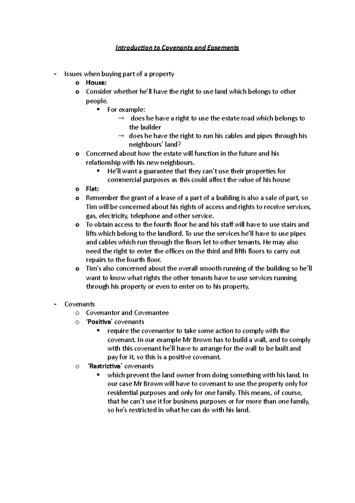 Introduction to Covenants and Easements - For example: does he have a ...