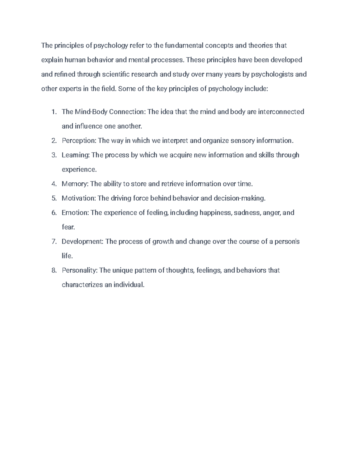 Principles of psychology notes - The principles of psychology refer to ...