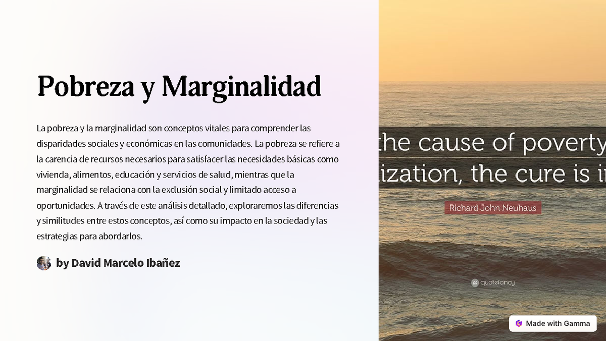 Pobreza Y Marginalidad Presentación 061006 - Pobreza y Marginalidad La ...