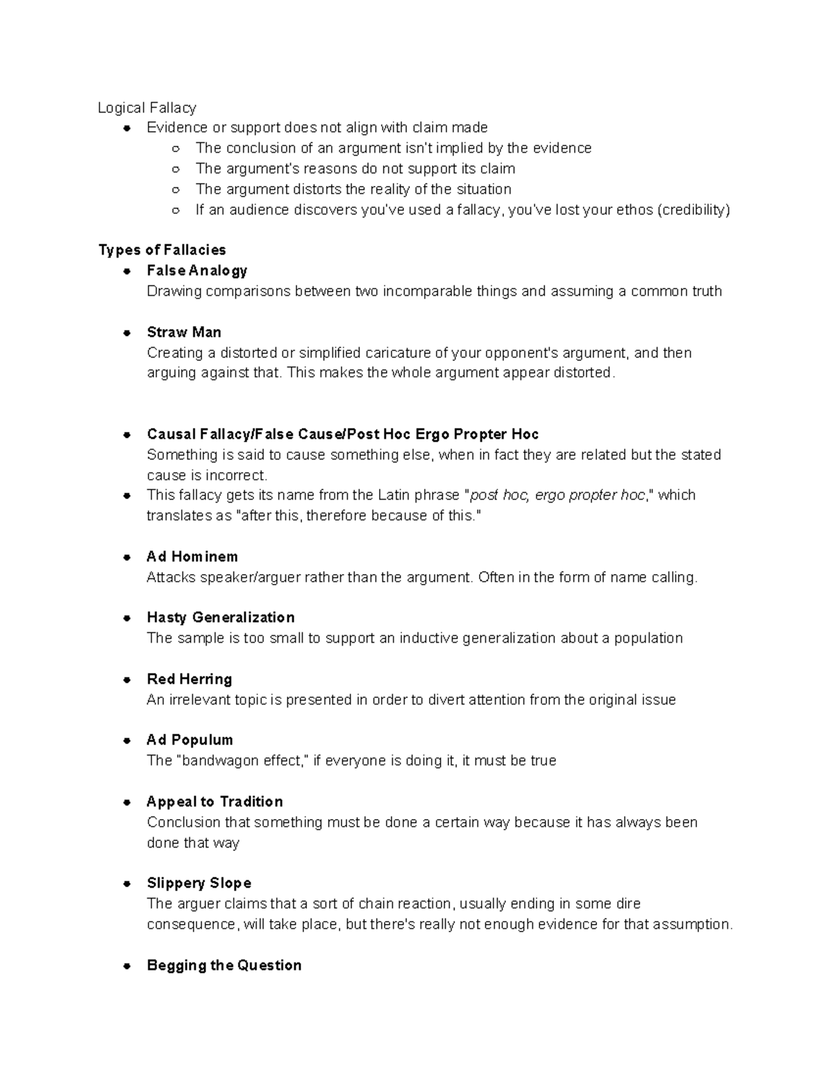 CRS 225 Midterm Study Guide - Logical Fallacy Evidence or support does ...