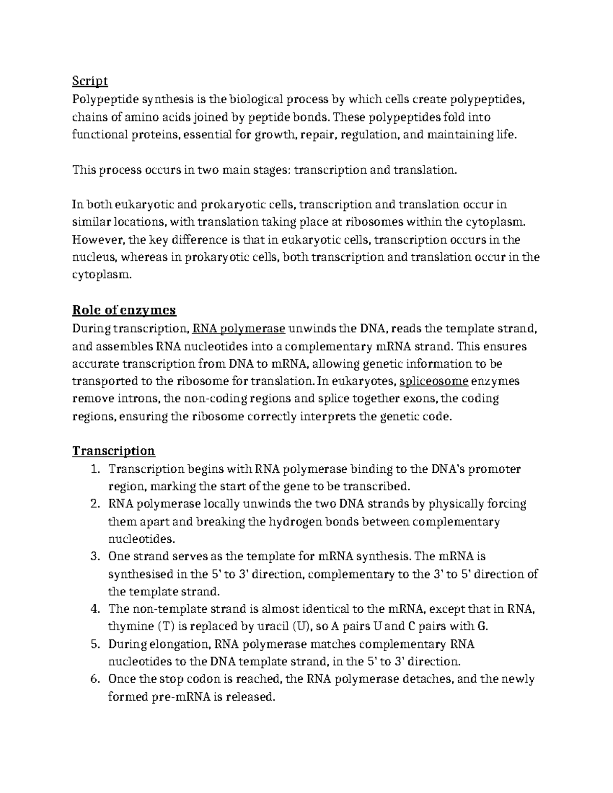 Polypeptide Synthesis Model Assignment - Script Polypeptide synthesis ...