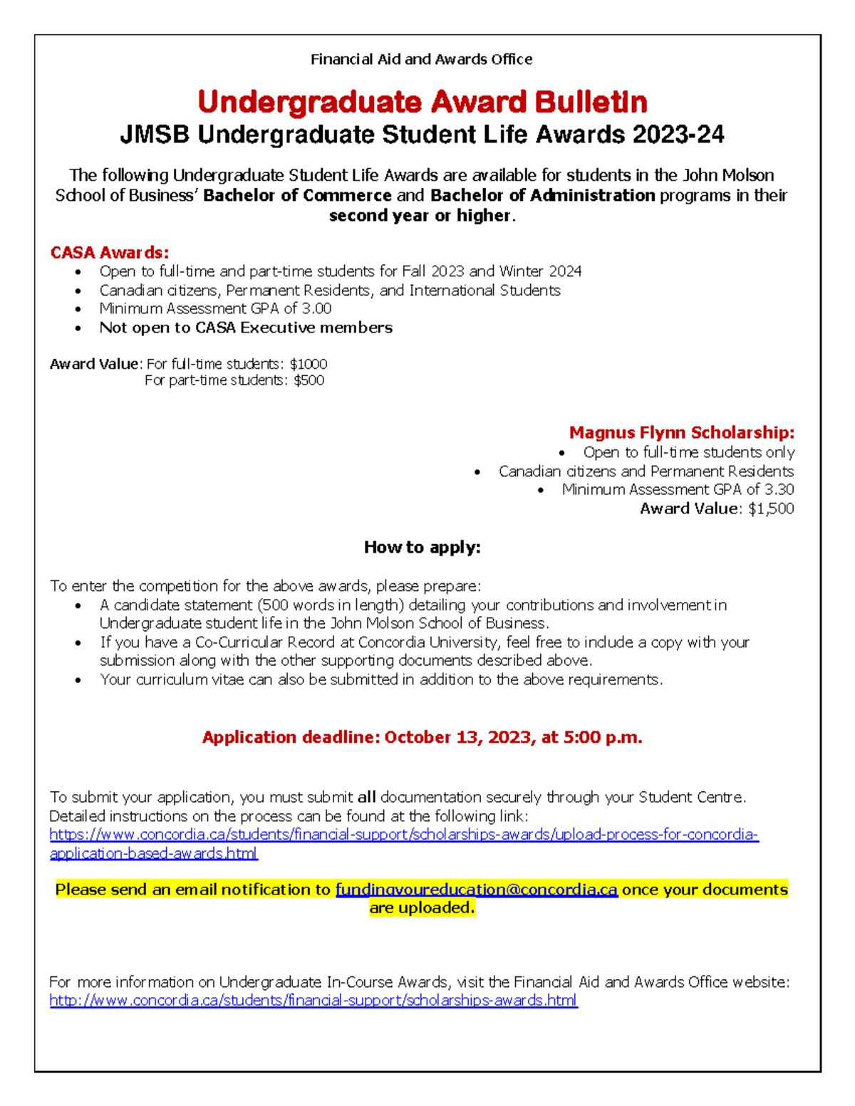 Jmsbstudent Life Awards 2023 - Financial Aid and Awards Office ...