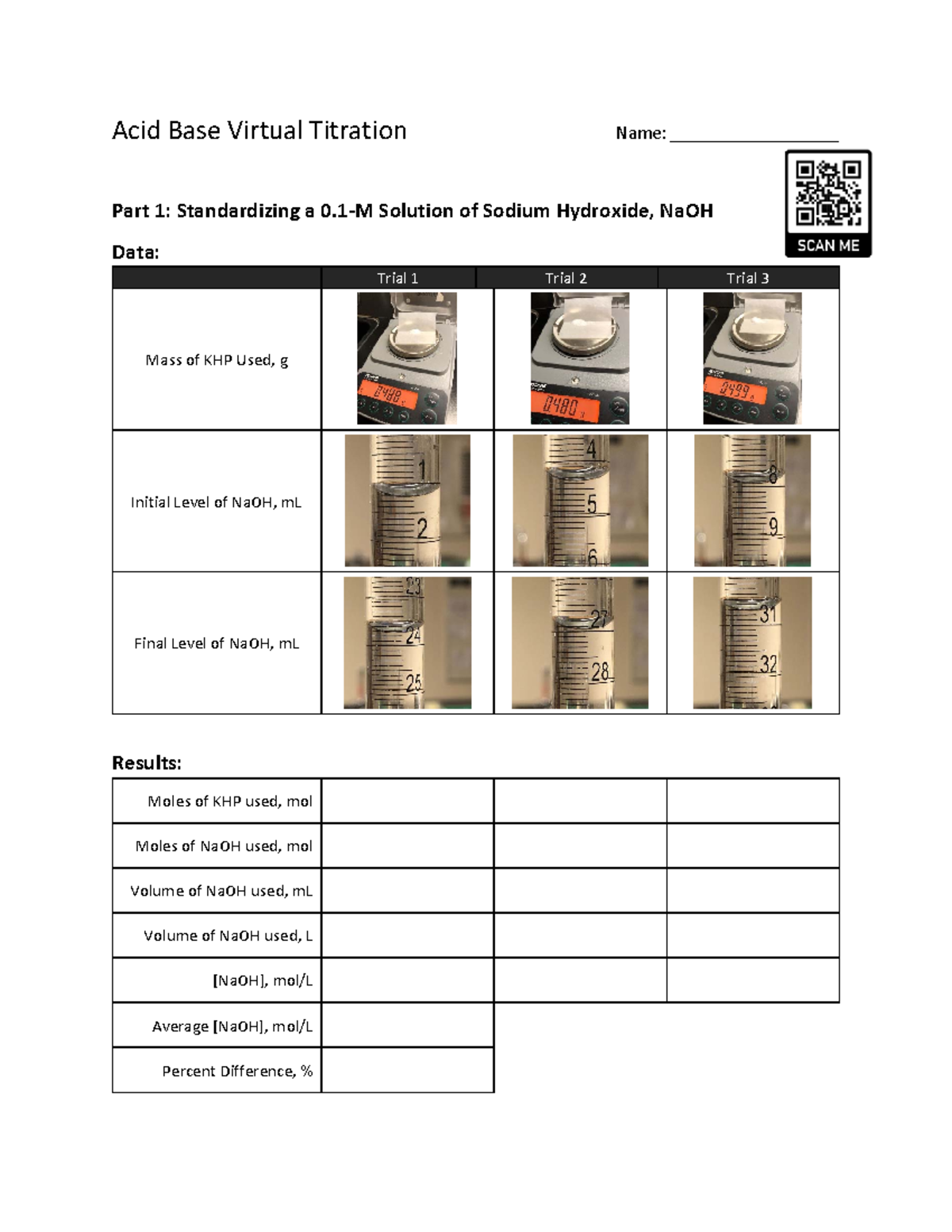 Virtual Lab - Acid Base Titrations - AĐid Base Viƌtual TitƌatioŶ Naŵe