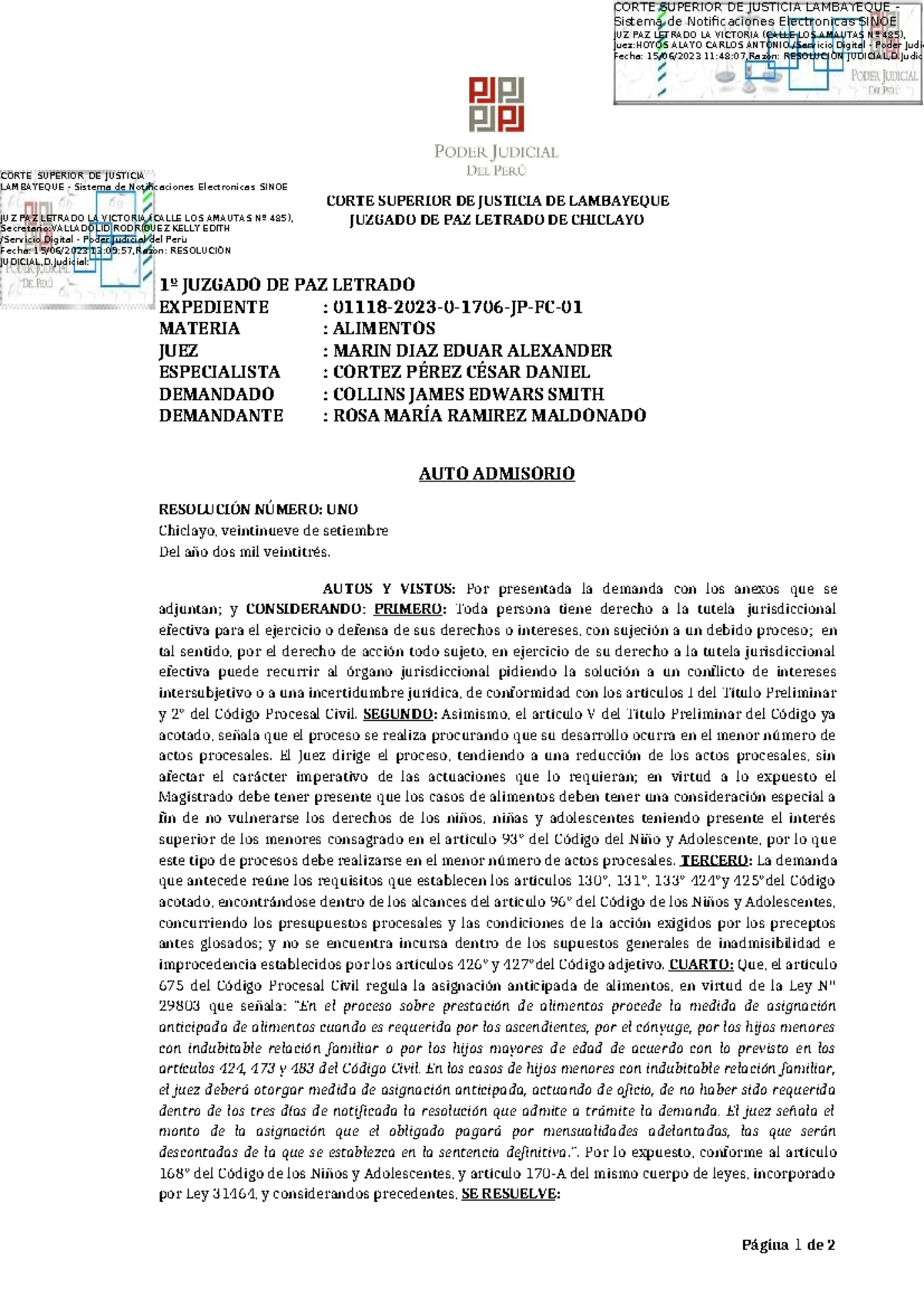 AUTO Admisorio - Grupo 6 - Turno 4-45PM - Página 1 de 2 CORTE SUPERIOR ...