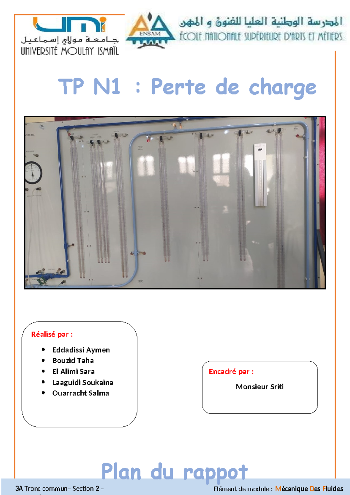 548755261 TP perte de charges - Réalisé par : Eddadissi Aymen Bouzid Taha El Alimi Sara - Studocu