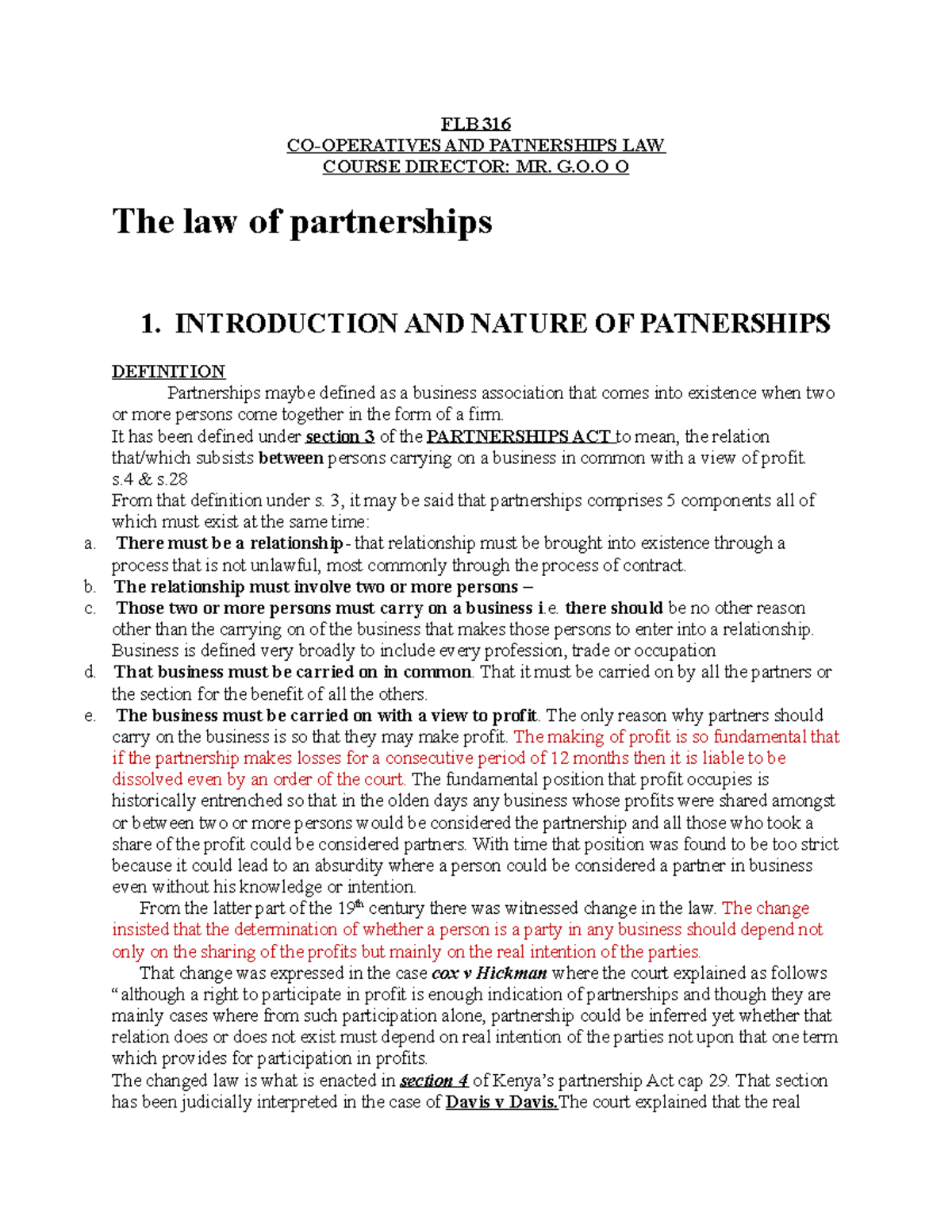 LBA II - comprehensive - FLB 316 CO-OPERATIVES AND PATNERSHIPS LAW ...