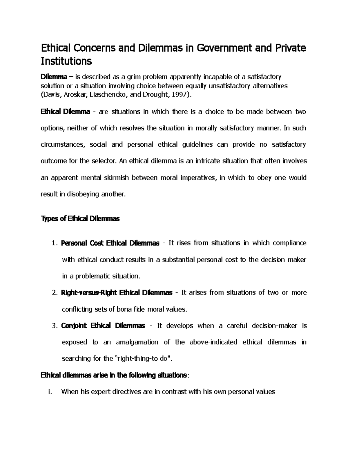 PA 205 Ethical Concerns and Dilemmas in Government and Private ...