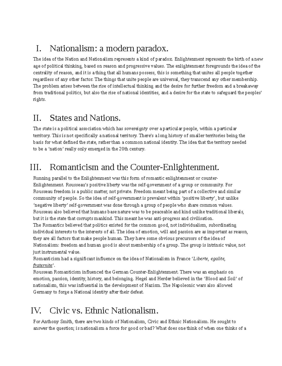 4.1. Nationalism - I. Nationalism: a modern paradox. The idea of the ...