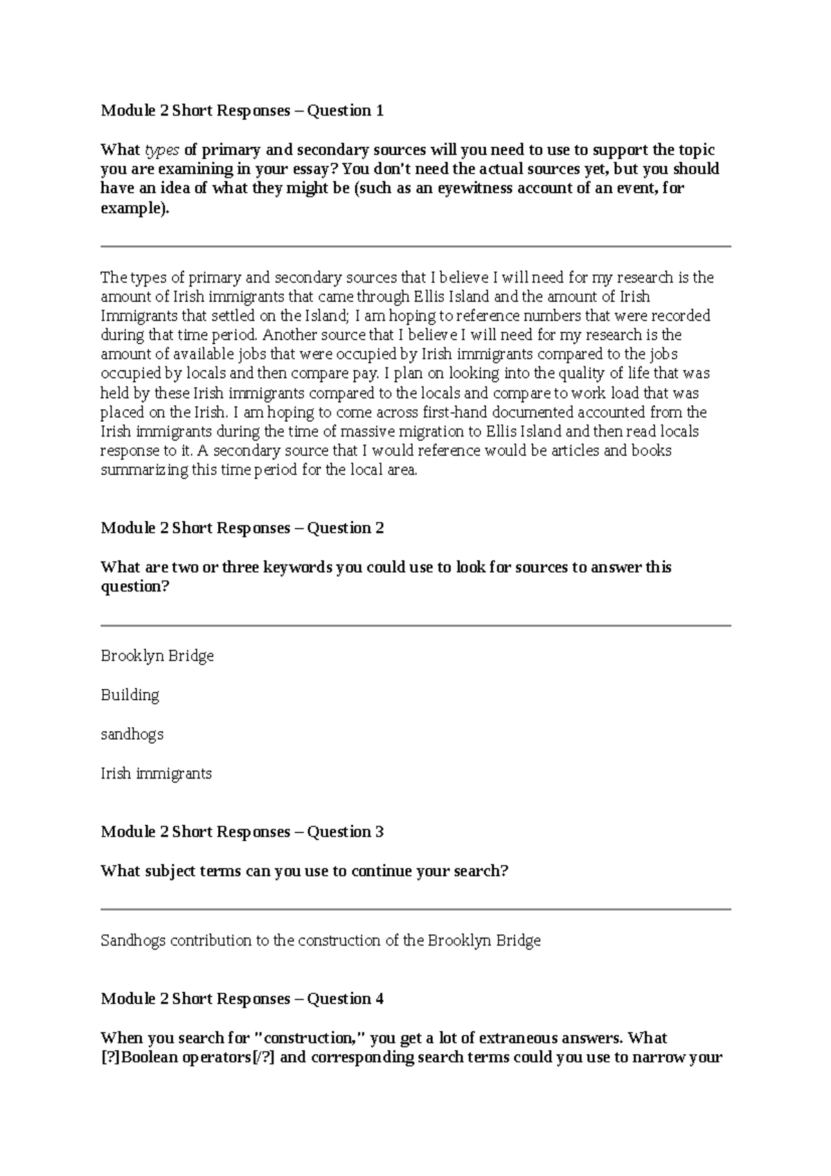 History Week Two Short Reponses - Module 2 Short Responses – Question 1 ...