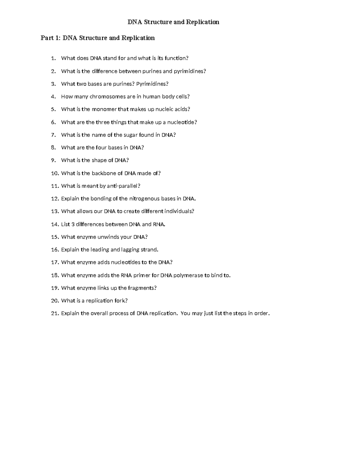 DNA Structure and Replication - What does DNA stand for and what is its ...