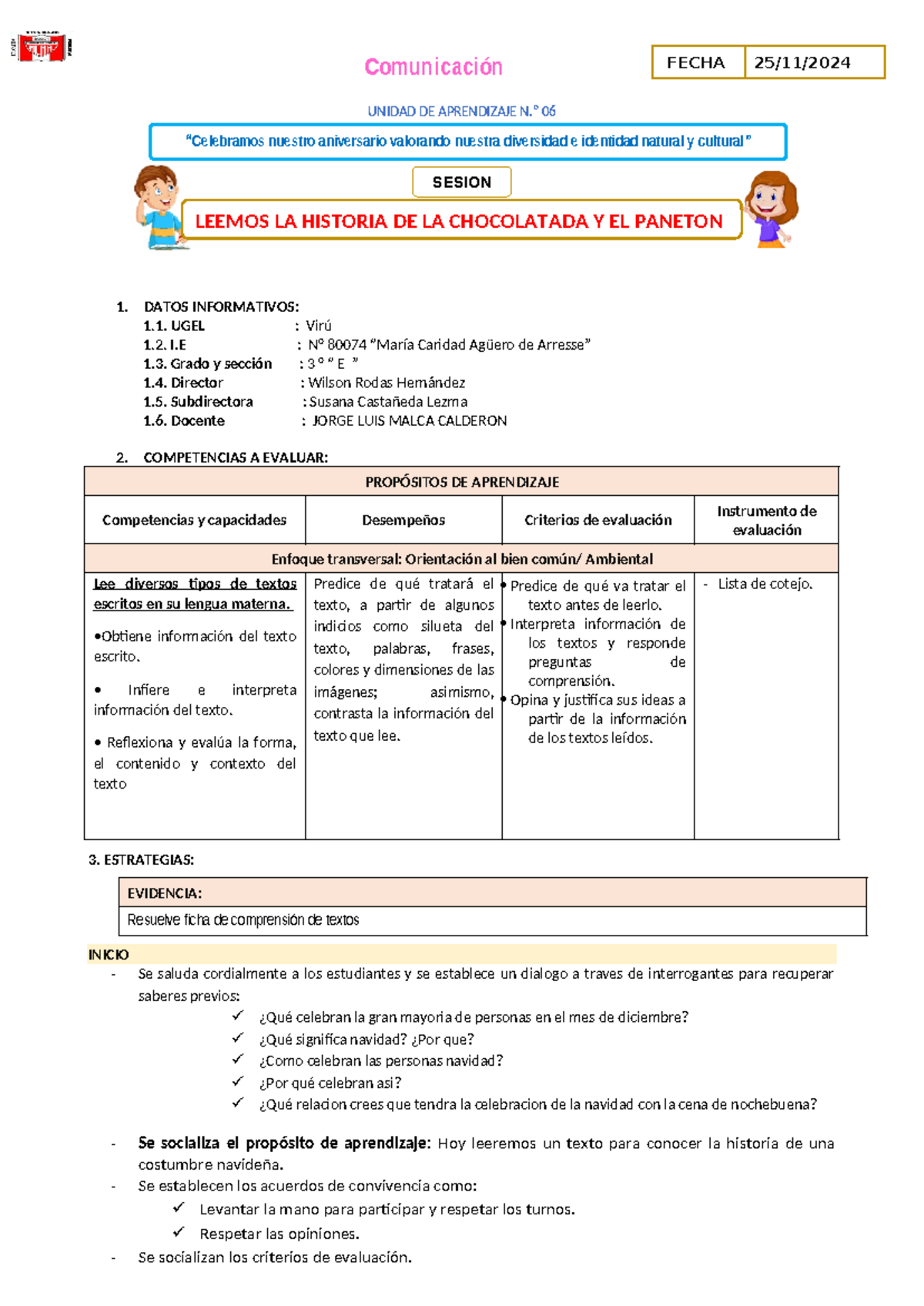 25- 11 - 2024 - Sesion COM. Leemos LA Historia DEL Chocolate Y EL ...
