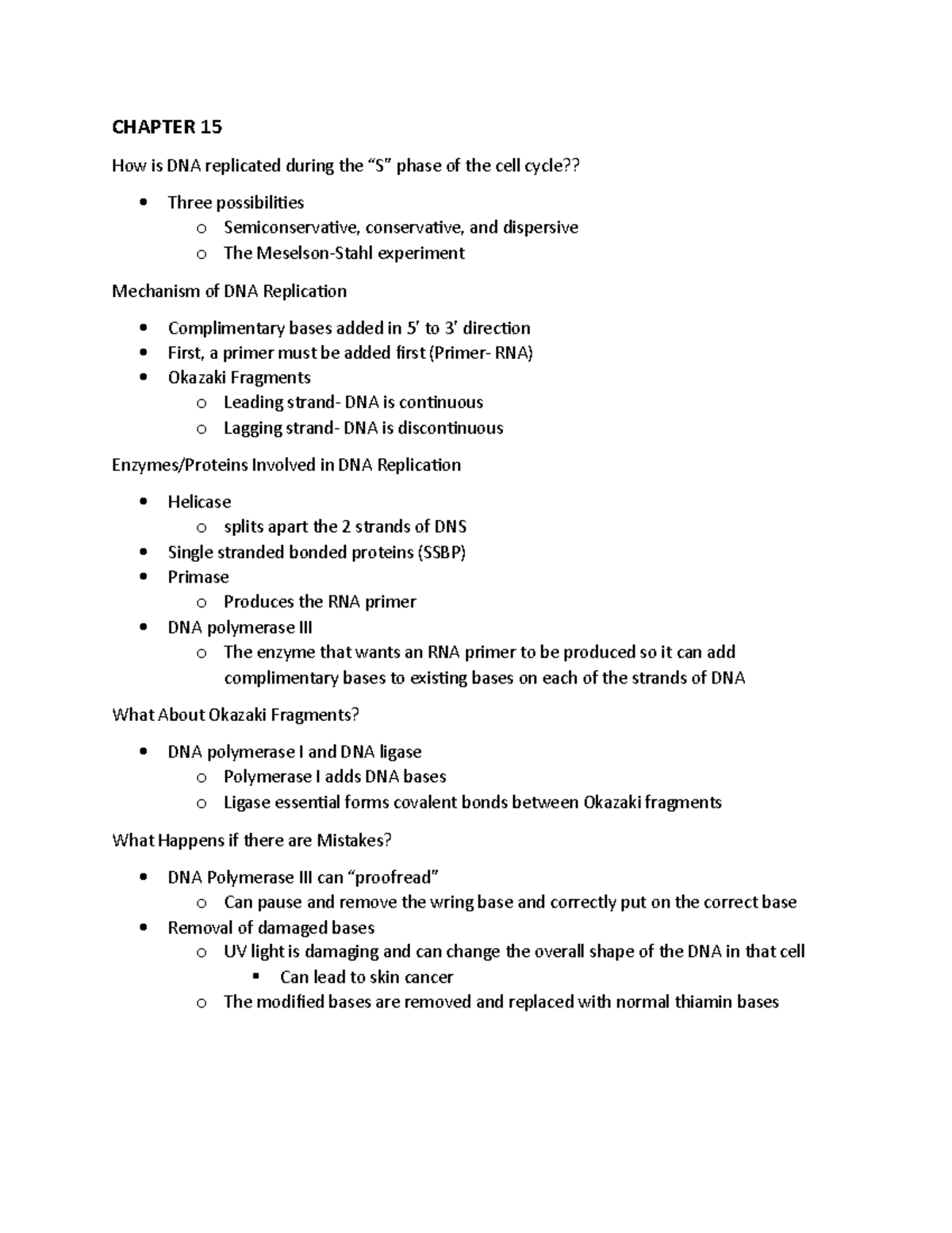 BIO 151- CH 15- DNA and the Gene; Synthesis and Repair - CHAPTER 15 How ...