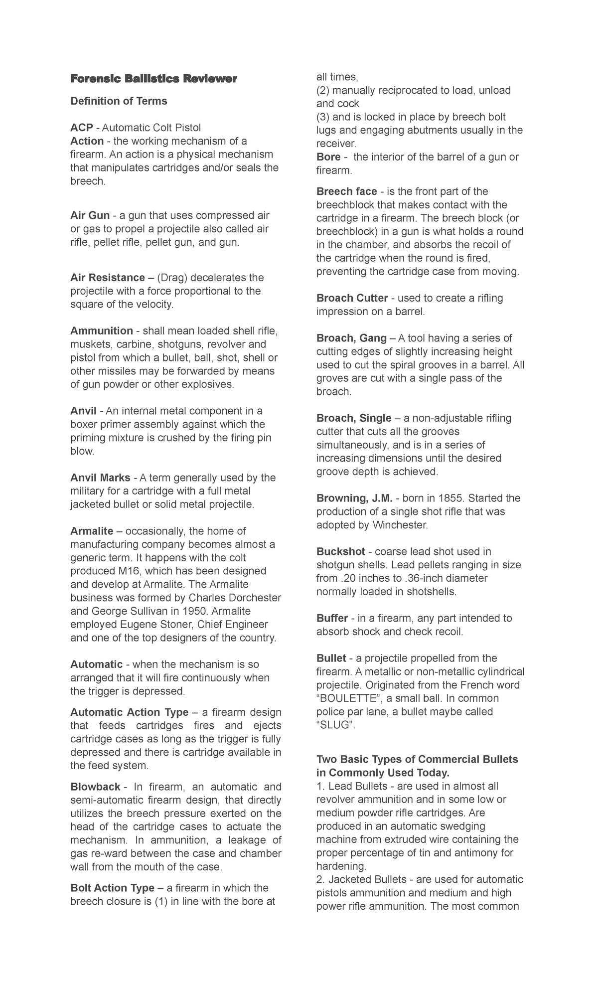 Forensic Ballistics Reviewer - Forensic Ballistics Reviewer Definition ...