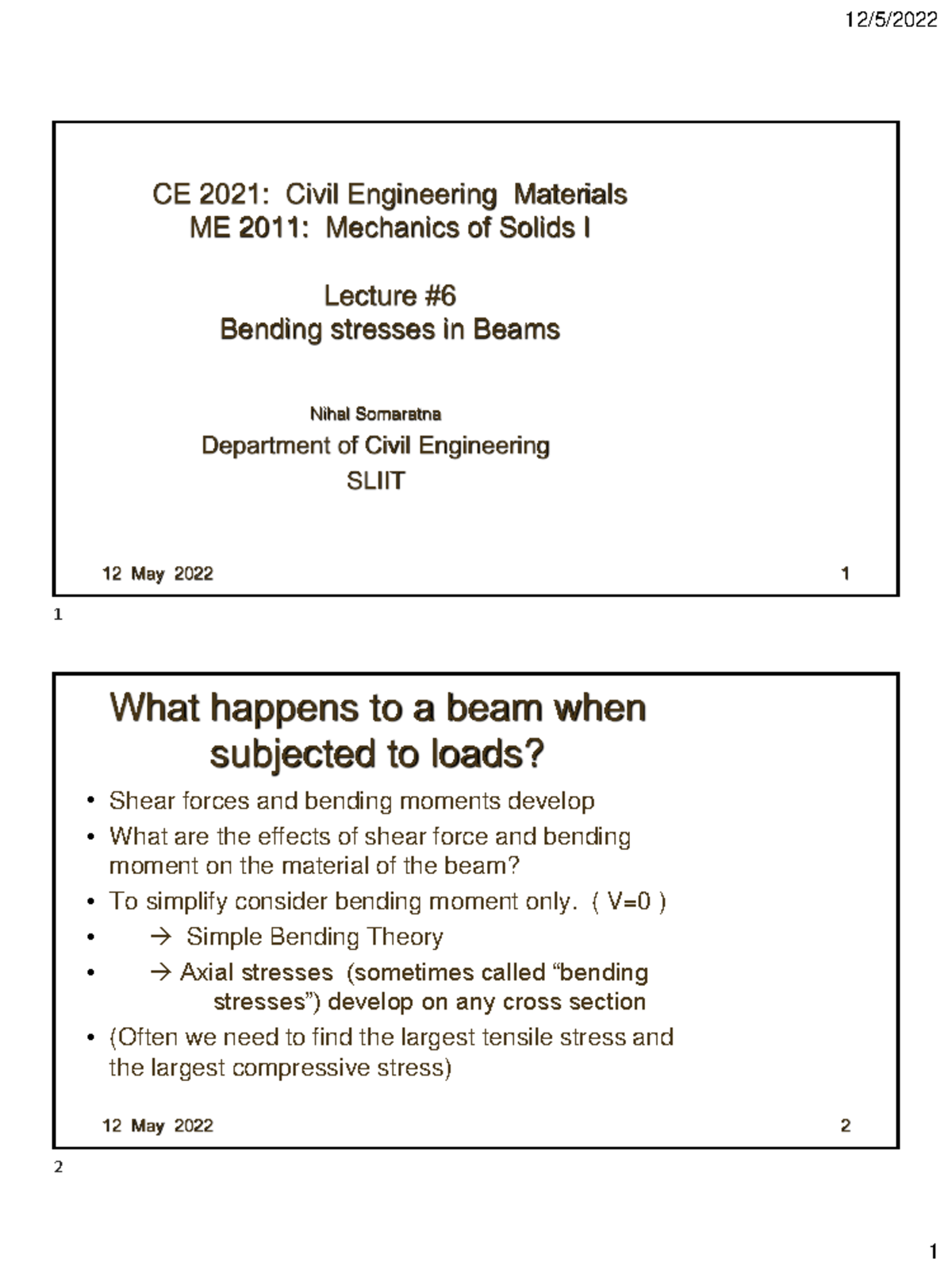 CE2021 ME2010 Bending stresses in beams - CE 2021: Civil Engineering ...