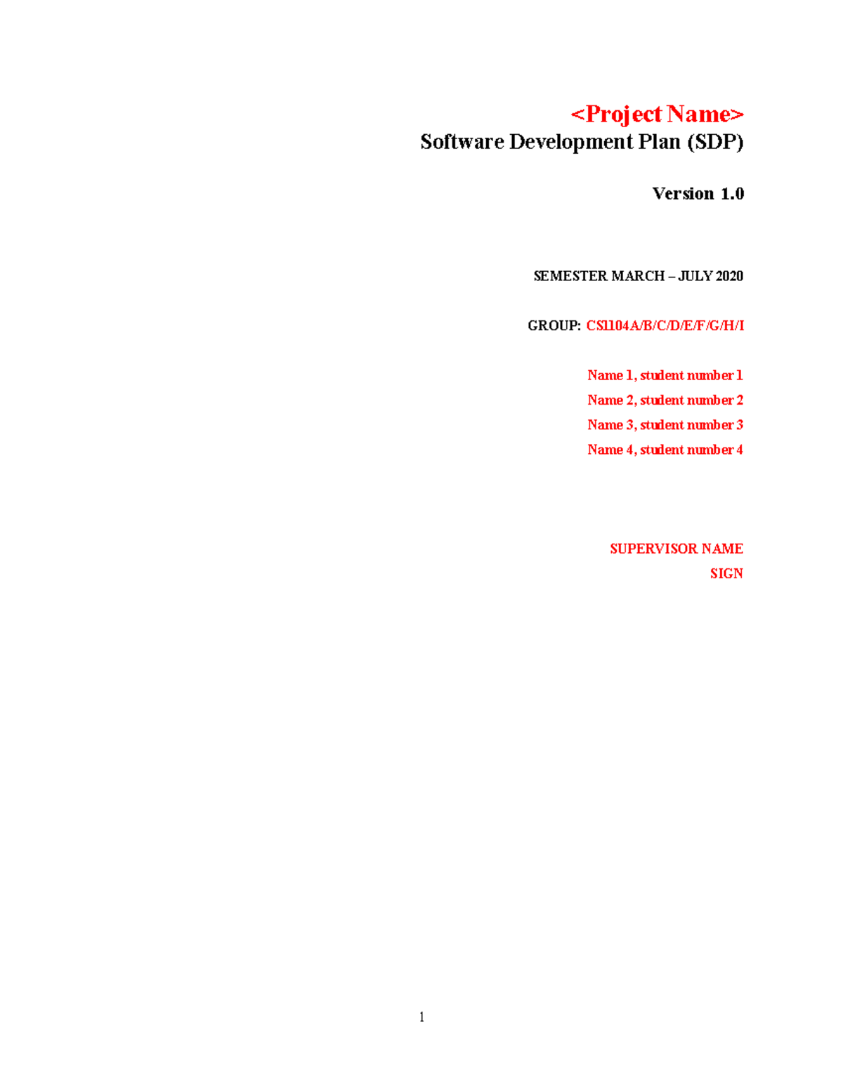 2 its332 sdp template - Software Development Plan (SDP) Version 1 ...