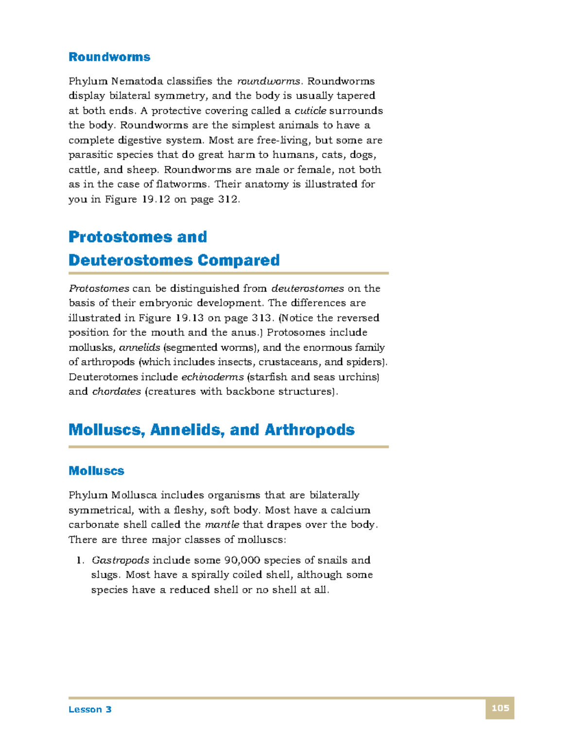 Study guide biology - 14 - Lesson 3 105 Roundworms Phylum Nematoda ...