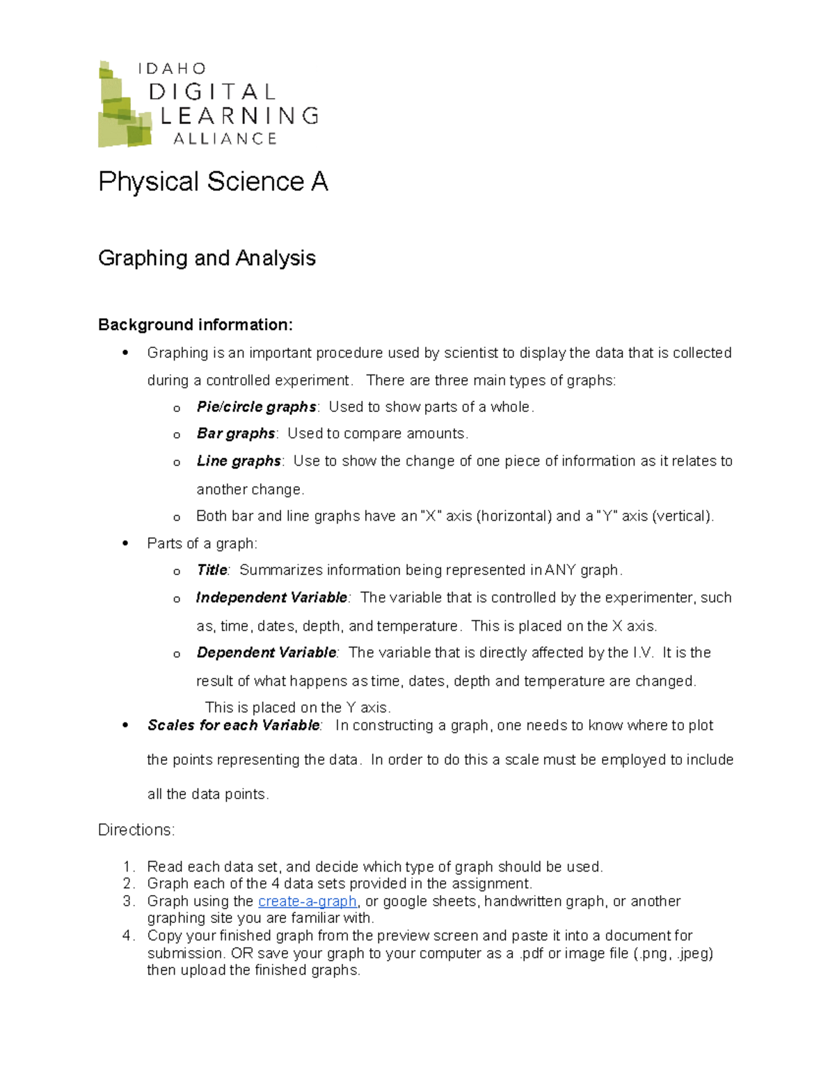 Graphing And Analysis - It will help. - Physical Science A Graphing and ...
