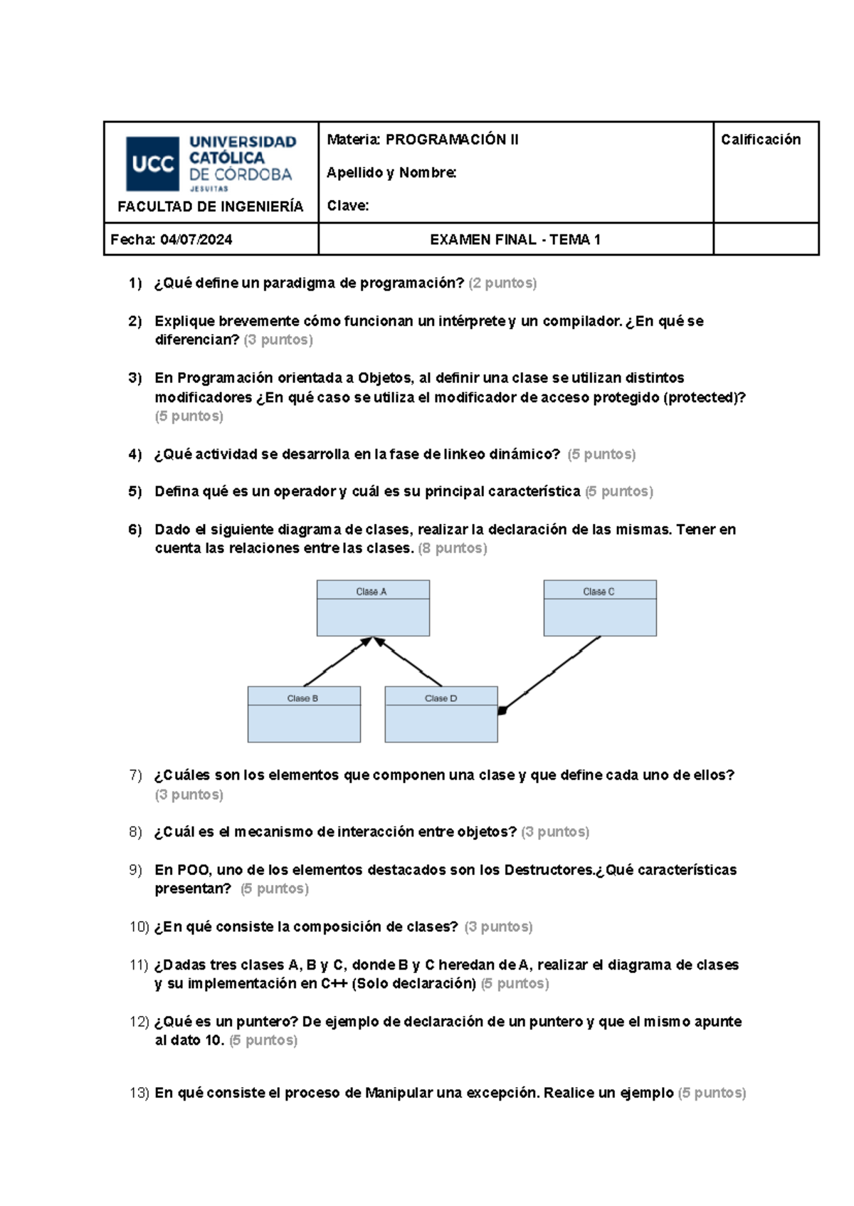 Final teorico de Programacion 2 para practicar - FACULTAD DE INGENIERÍA ...