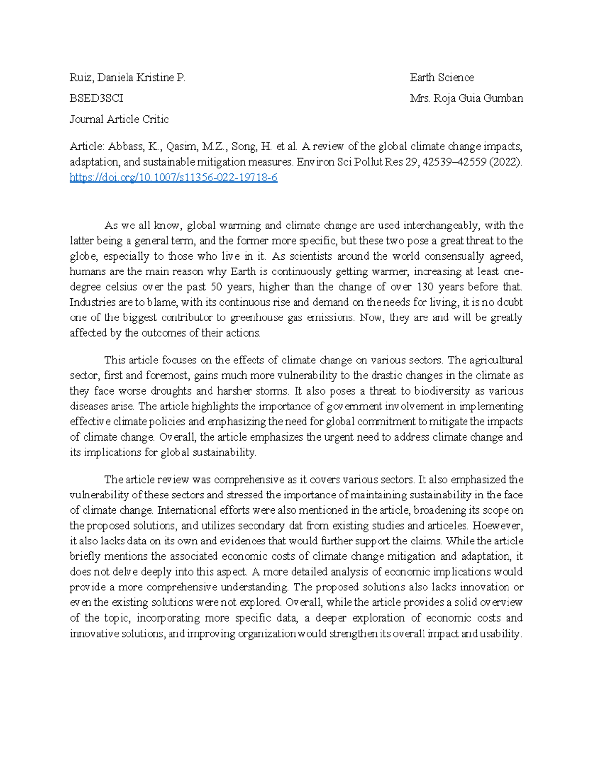 Earth Science Article Review - Ruiz, Daniela Kristine P. Earth Science ...