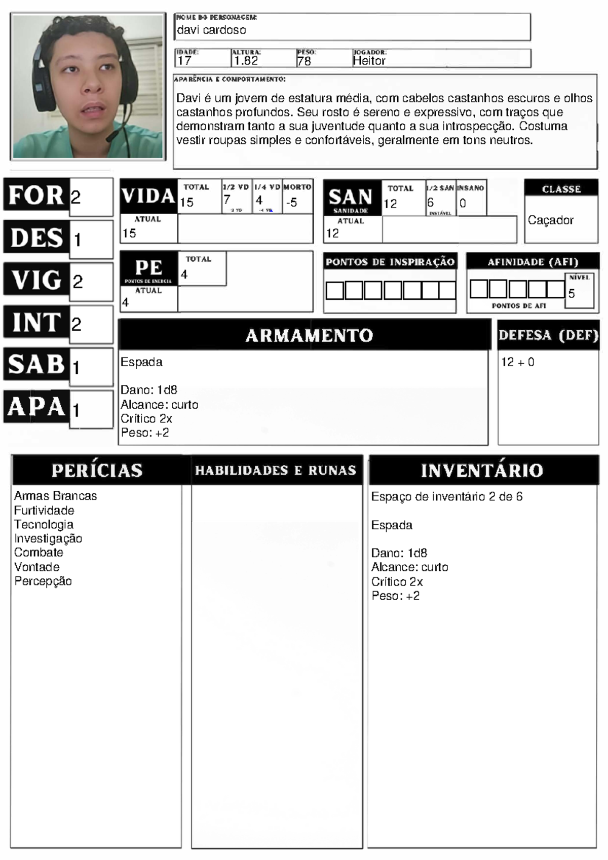 Ficha Davi - dsads - Information technology - tdiZ4_: __ I NOME 00 ...