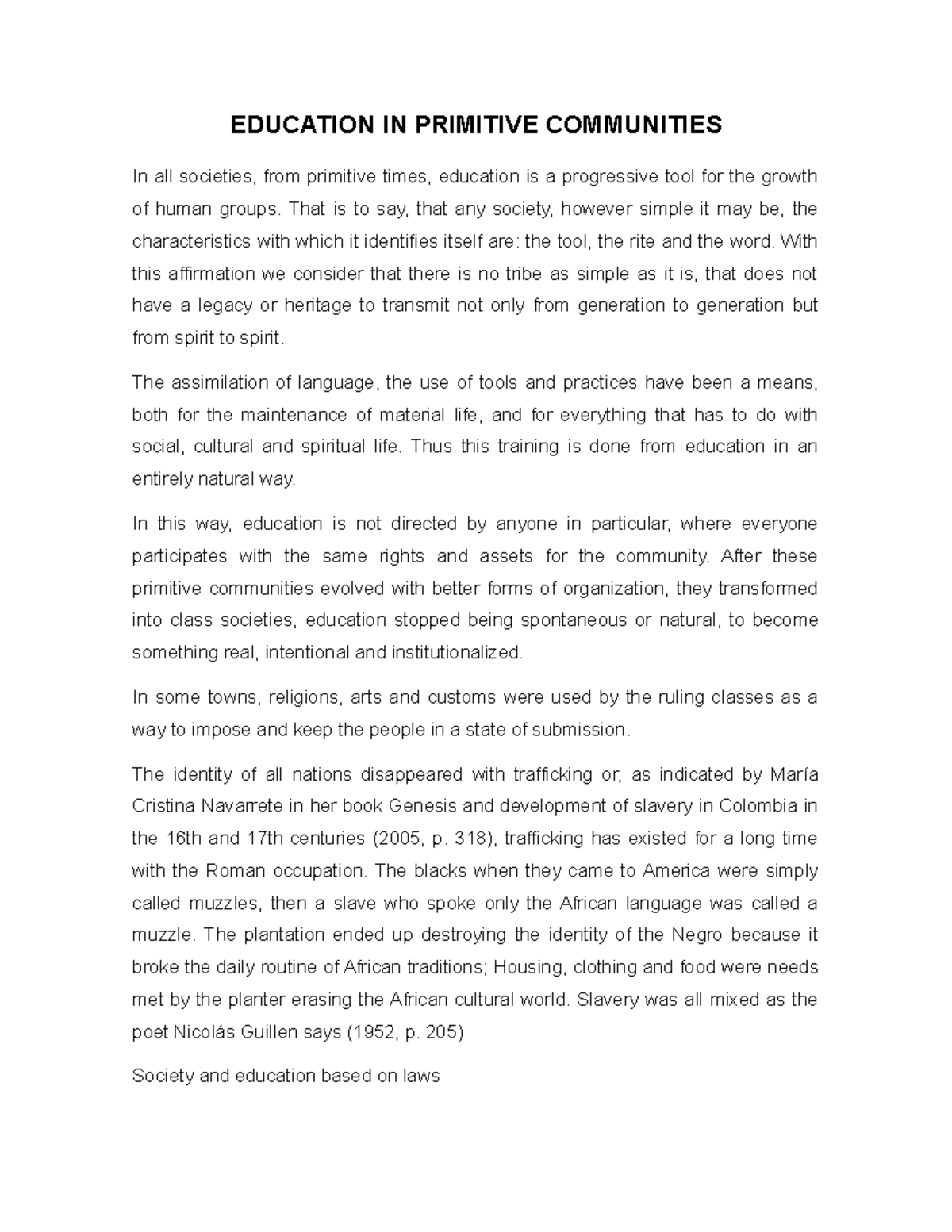 Education IN Primitive Communities - EDUCATION IN PRIMITIVE COMMUNITIES ...